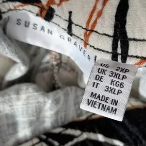 Susan Graver | Pants & Jumpsuits | Dark Botanical Linen Blend Wide Leg ...
